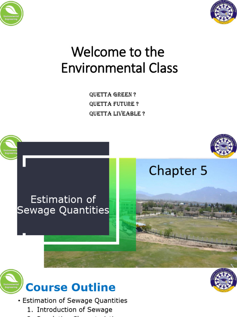 EE-II Chap 5 Estimation of Sewage Quantities | PDF | Sewage | Stormwater