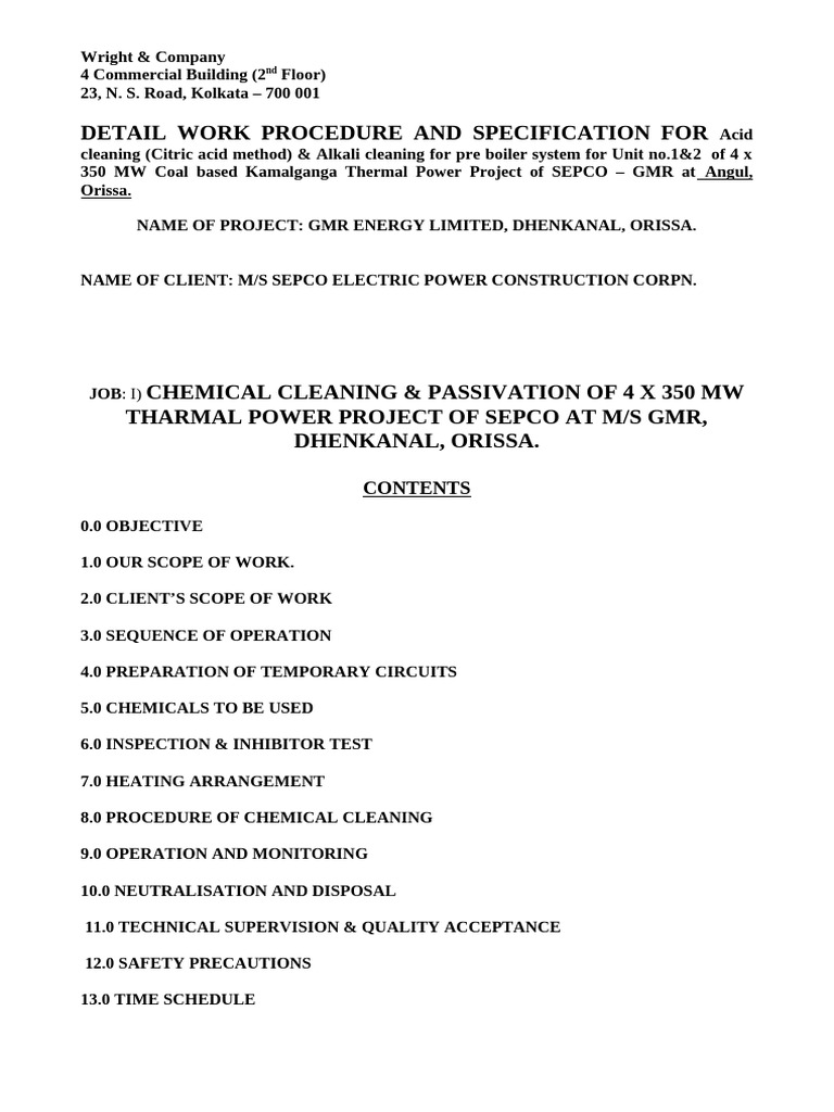 Citric Acid Cleaning Procedure for Boilers | PDF | Sodium Hydroxide | Water