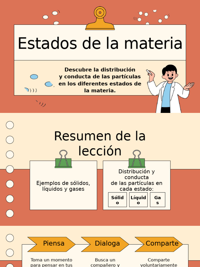 Presentación Educativo de Los Estados de La Materia en Naranja Amarillo ...