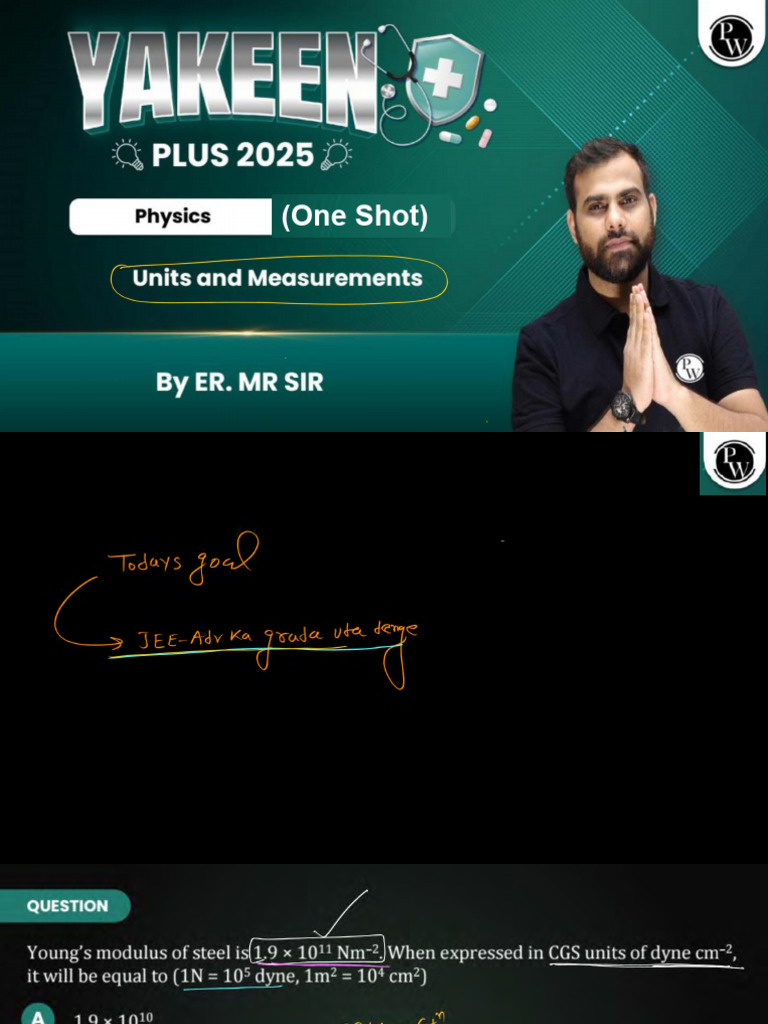 Units and Measurements Class Notes Yakeen Plus 2025 | PDF