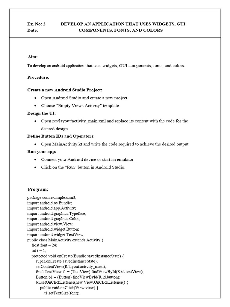 IT3681 MAD Lab Manual (New) | PDF | Android (Operating System) | Mobile App