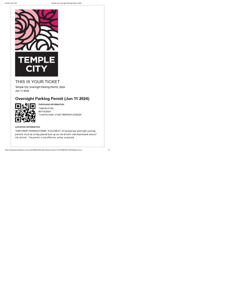 Temple City Overnight Parking Permit, 2024 | PDF