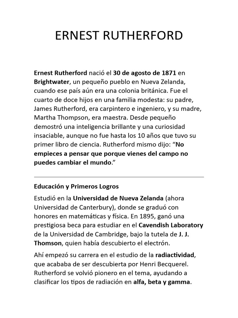 Ernest Rutherford 1 | PDF | Núcleo atómico | Átomos