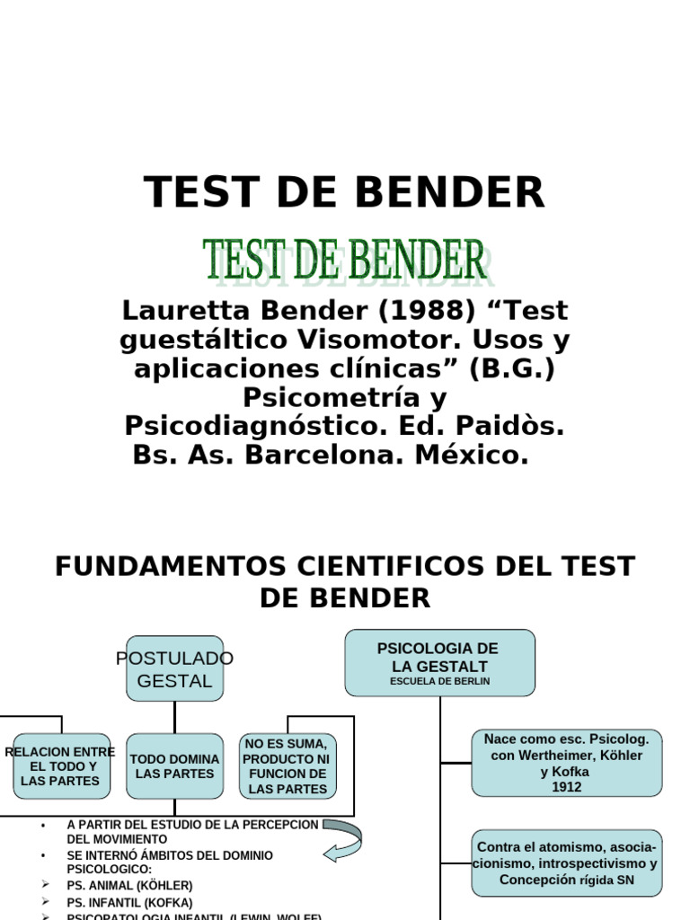 TEST DE BENDER Laureta Bender | PDF | Percepción | Sicología