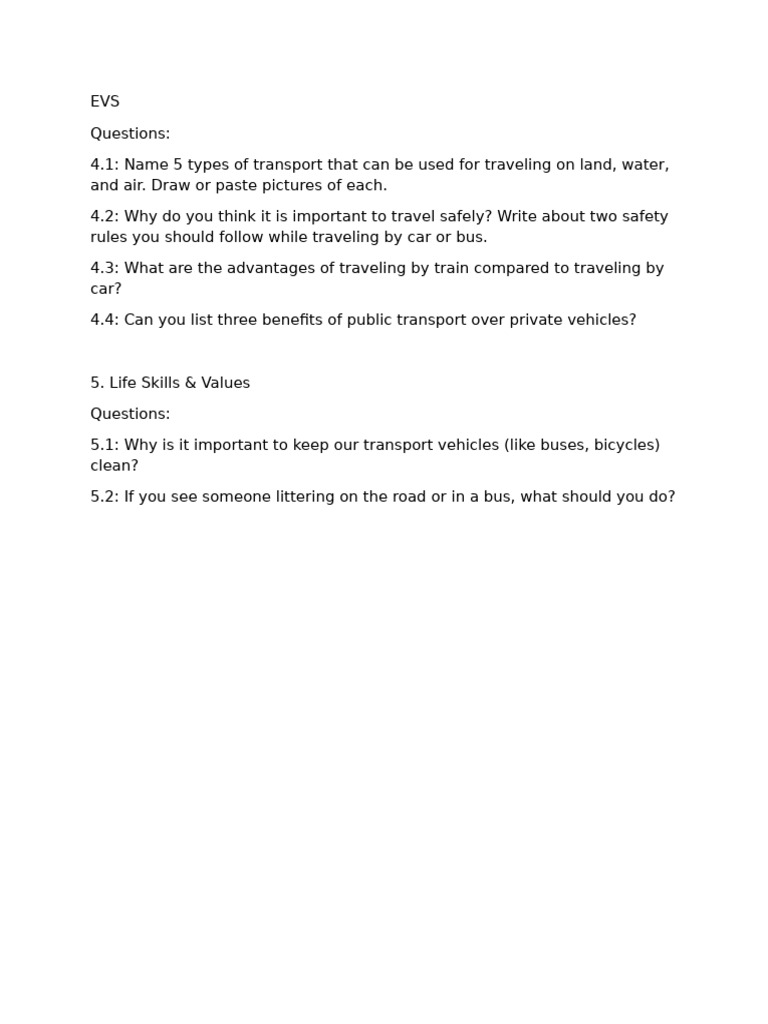 Evs Holiday Homework | PDF