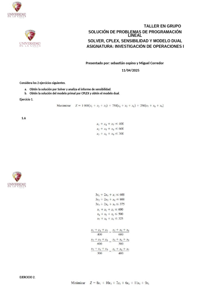 Taller IO1 NIVELACIÓN | PDF