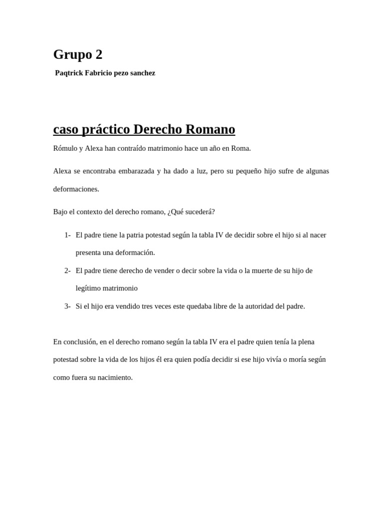 Caso Práctico Derecho Romano | PDF