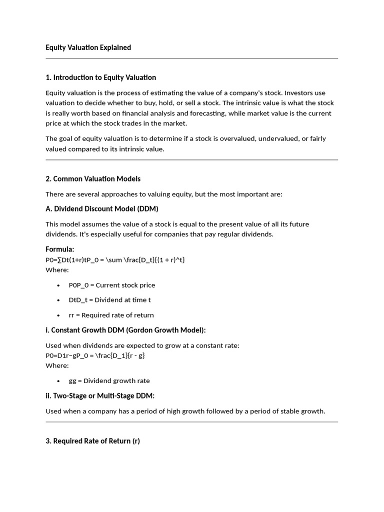 Understanding Stock Valuation Methods | PDF | Stock Valuation ...