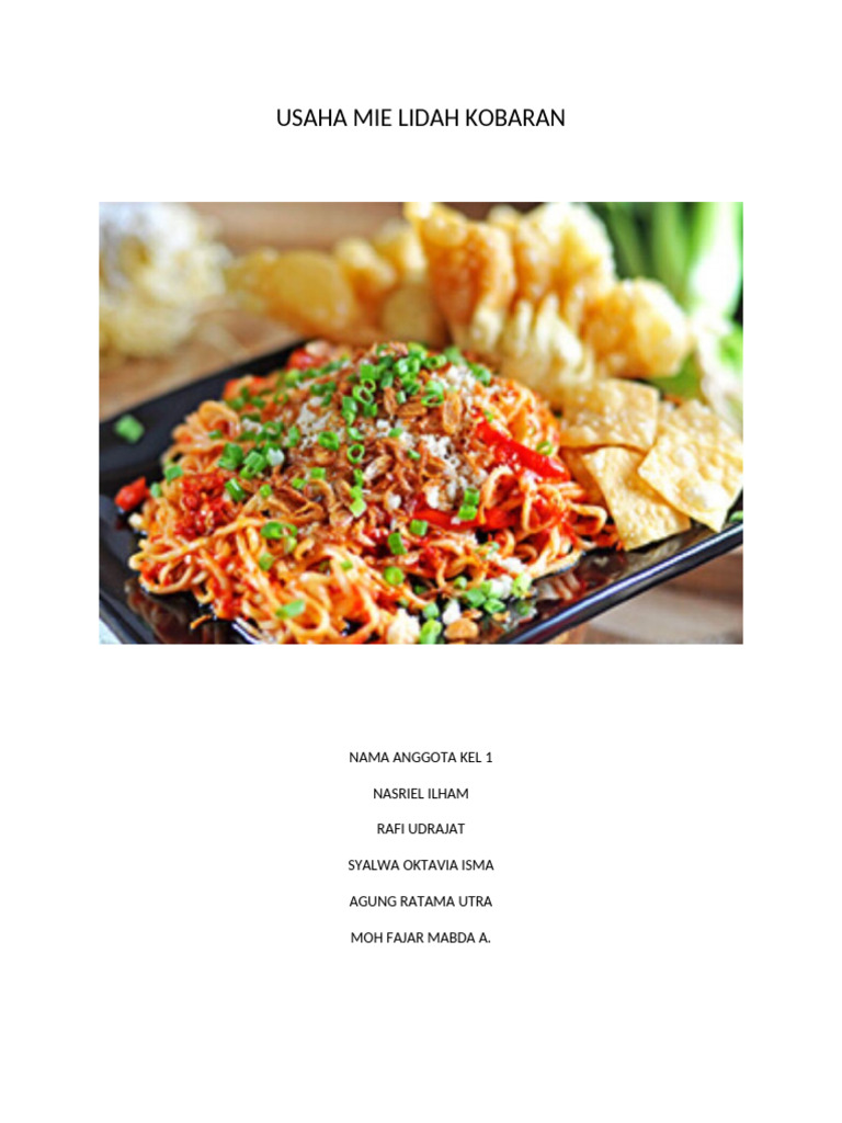 Menu Mie Kober di Tebet Jakarta | PDF