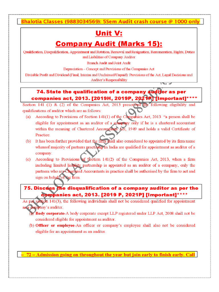 Audit Unit 5 | PDF
