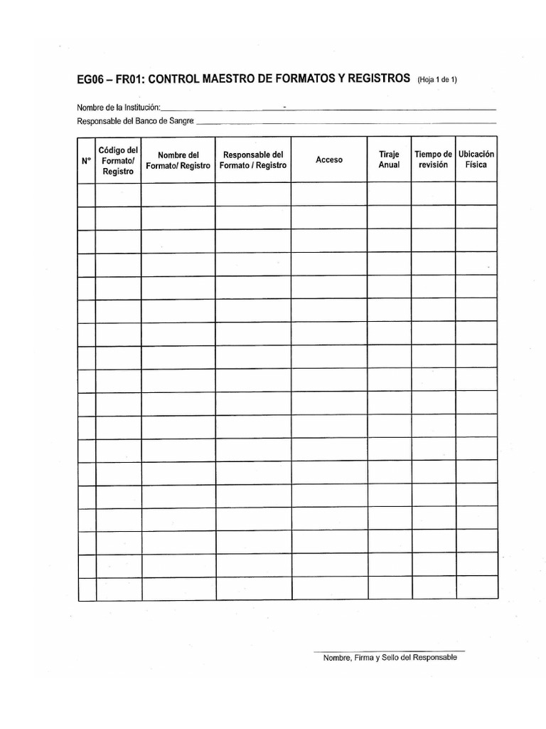 Eg06 FR01 Control Maestro de Formatos y Registros | PDF