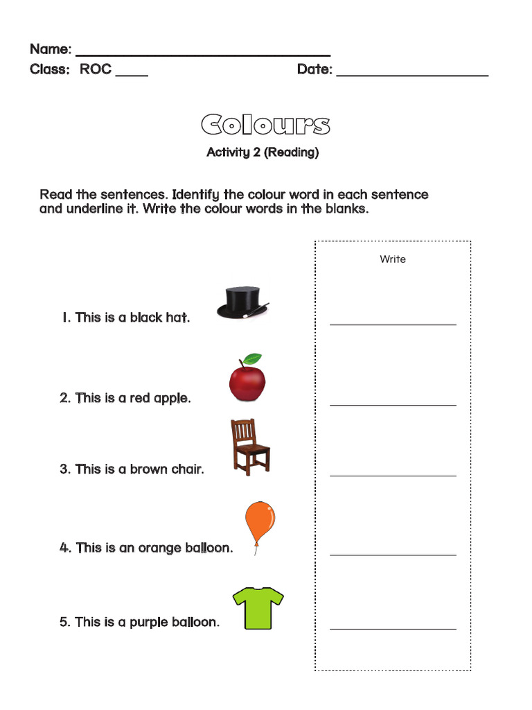 Color Identification Activity for Kids | PDF