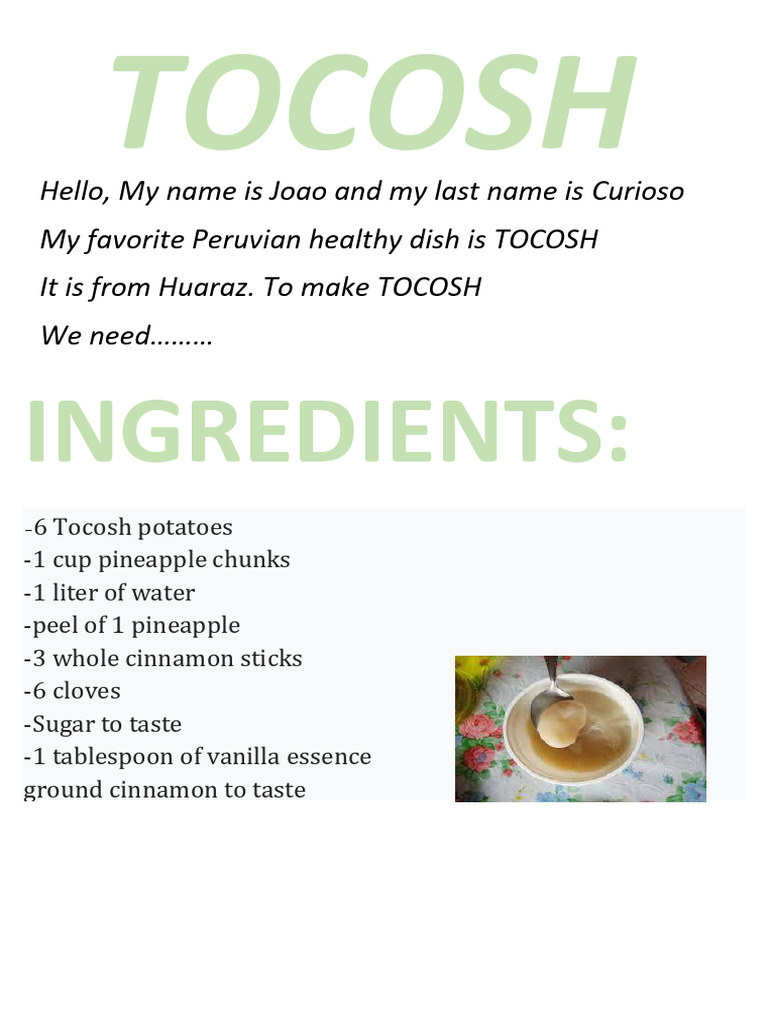Tocosh Recipe from Huaraz | PDF