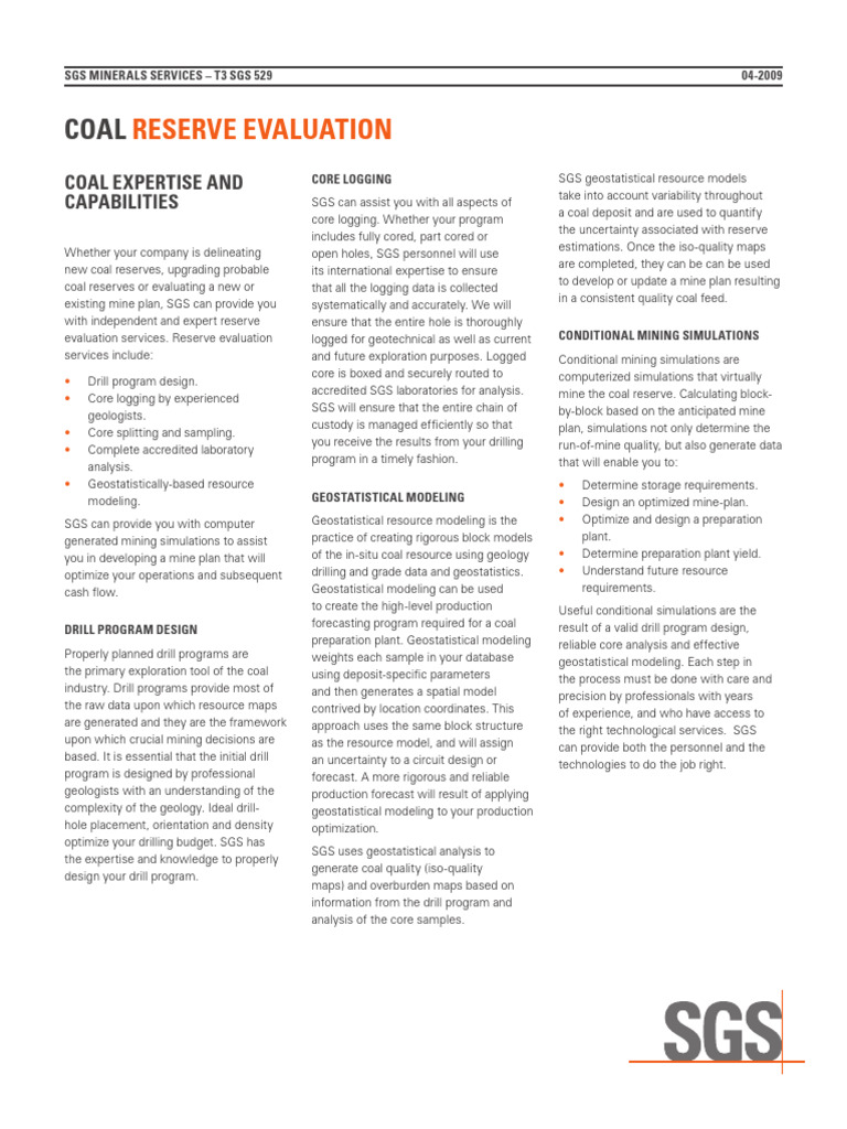 Sgs Min Wa322 Reserve Evaluation en 11 | PDF | Coal | Simulation