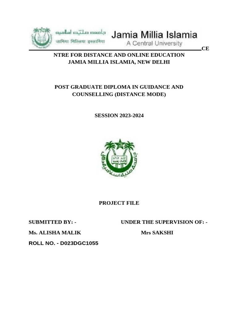 Alisha Malik Project JMI | PDF | Mentorship | School Counselor