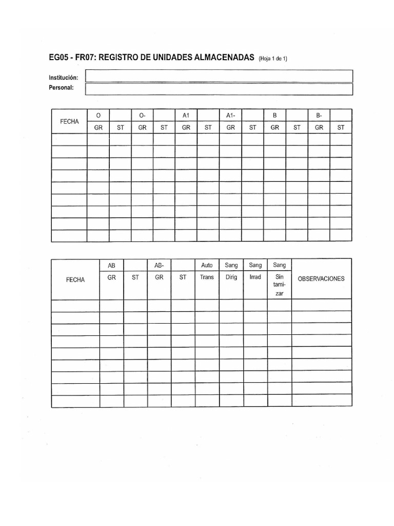 Eg05 FR07 Registro de Unidades Almacenadas | PDF