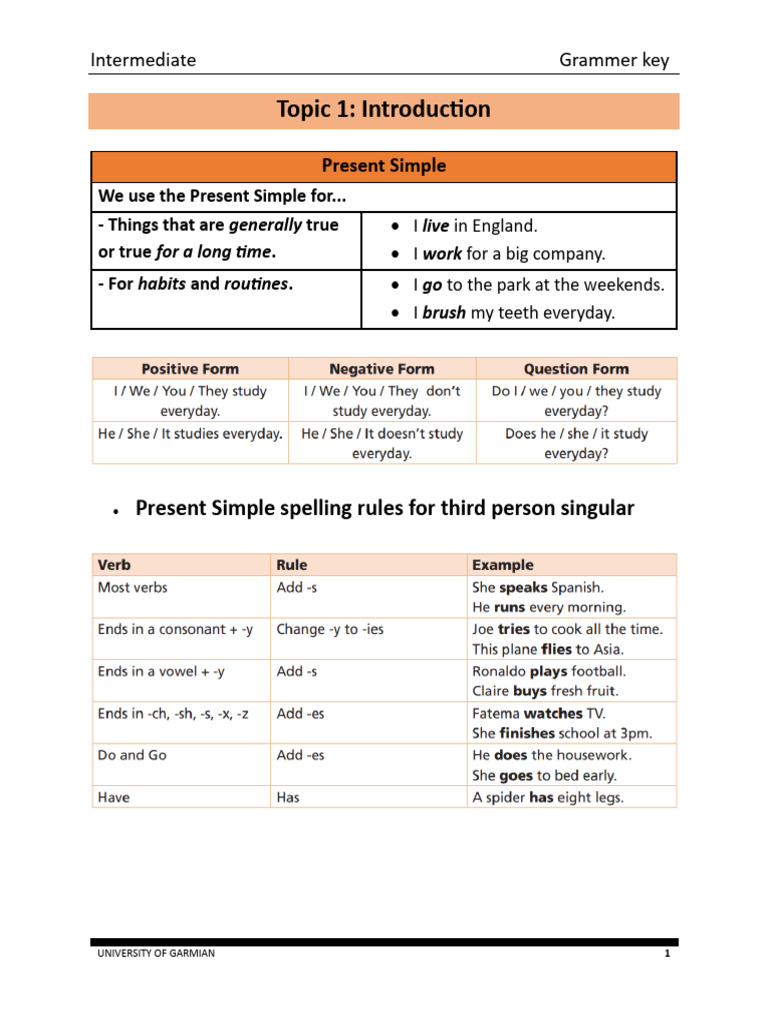 Grammer Key | PDF | Verb | Adjective
