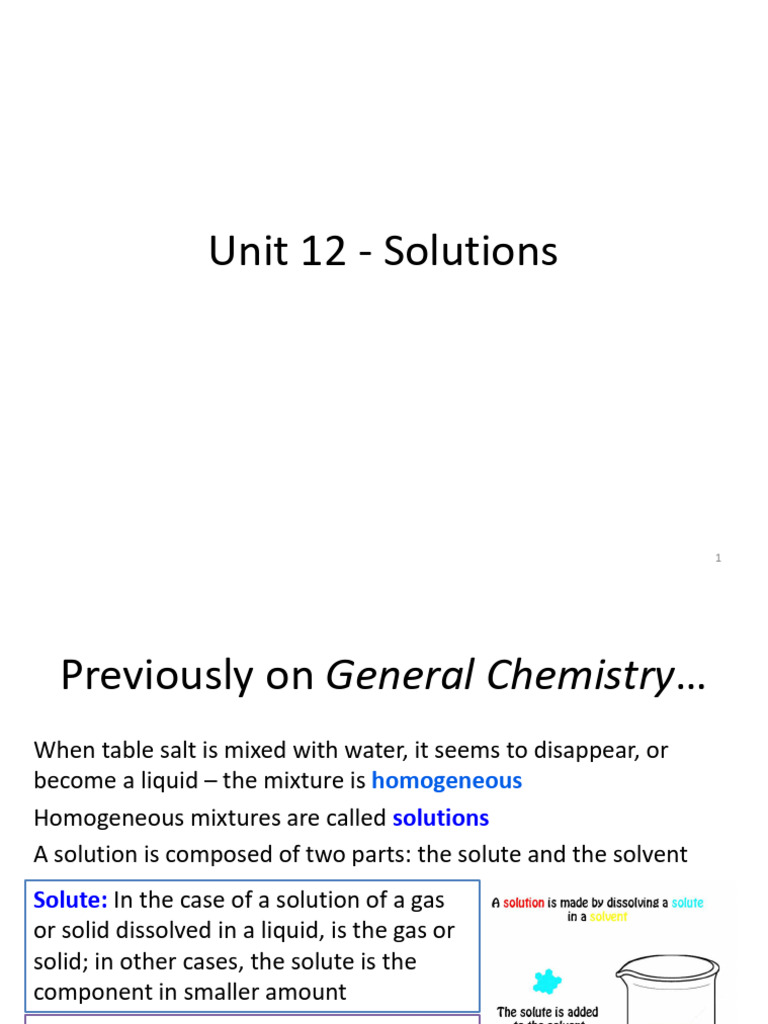 Unit 12 - CHEM108 - Spring 2025 | PDF | Solvation | Solubility