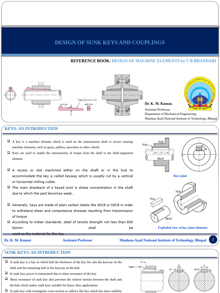 Design of Sunk Keys and Couplings | PDF | Mechanical Engineering ...
