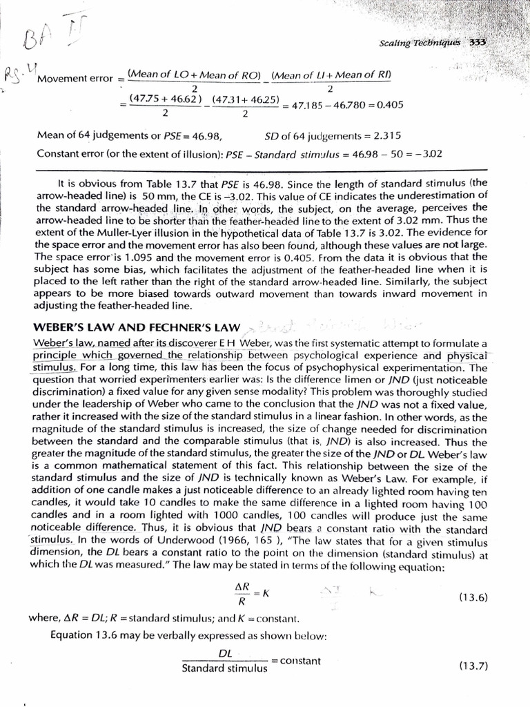 Weber - Fechner and Stevens Law | PDF | Mental Processes ...