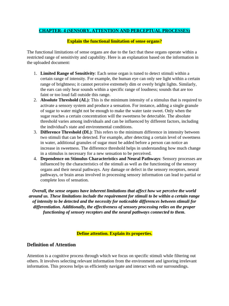 Sensory, Attentional and Perceptual Processes | PDF | Perception ...