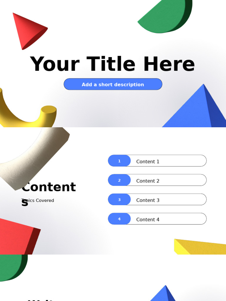 White Colorful Minimalist 3D Shapes Basic Simple Presentation ...