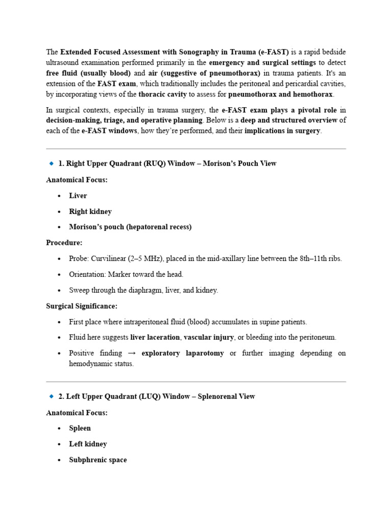 The Extended Focused Assessment with Sonography in Trauma | PDF ...