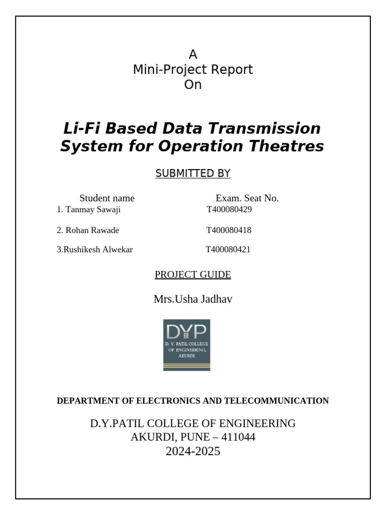 Mini Project Lifi Report.2 | PDF | Electromagnetic Interference | Light Emitting Diode
