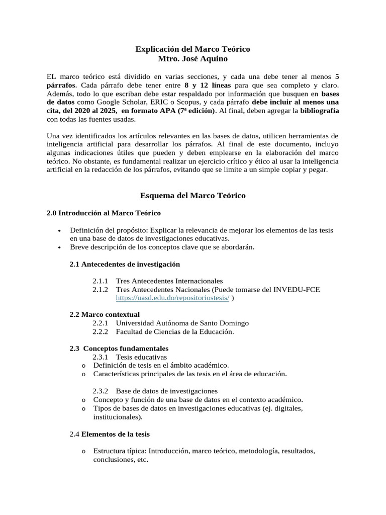 Esquema Del Marco Teórico | PDF | Estilo apa | Bibliografía