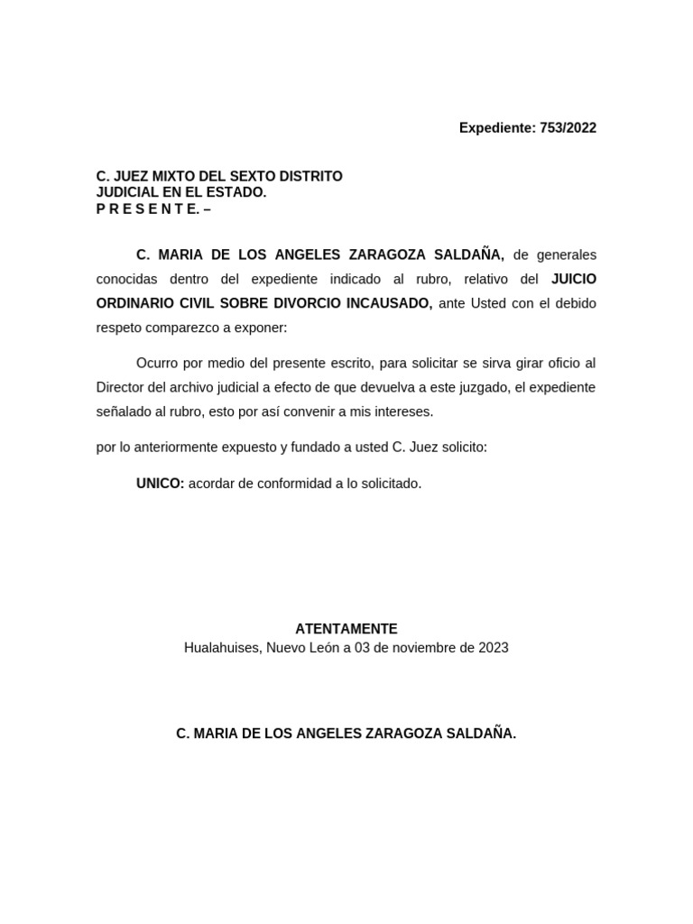 Solicitar Expediente Del Archivo Judicial | PDF