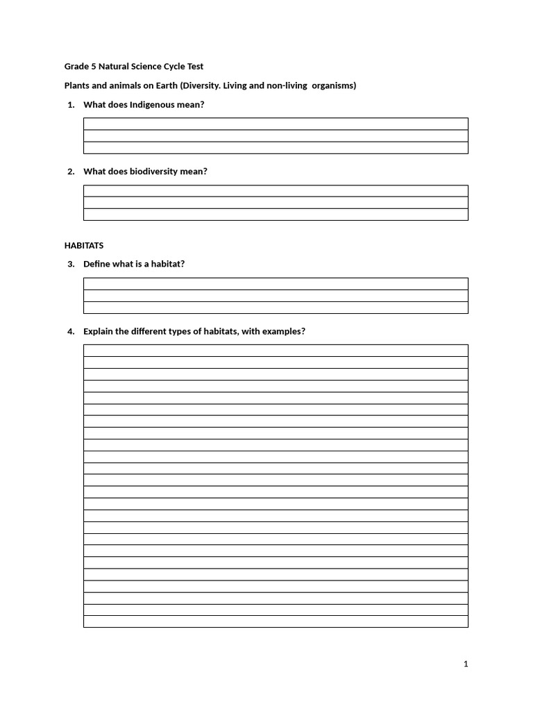 Grade 5 Natural Science Cycle Test | PDF | Skeleton | Invertebrate