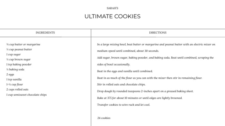 Sarah's Ultimate Cookies | PDF