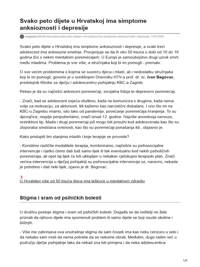 Magazin - hrt.Hr-Svako Peto Dijete U Hrvatskoj Ima Simptome ...