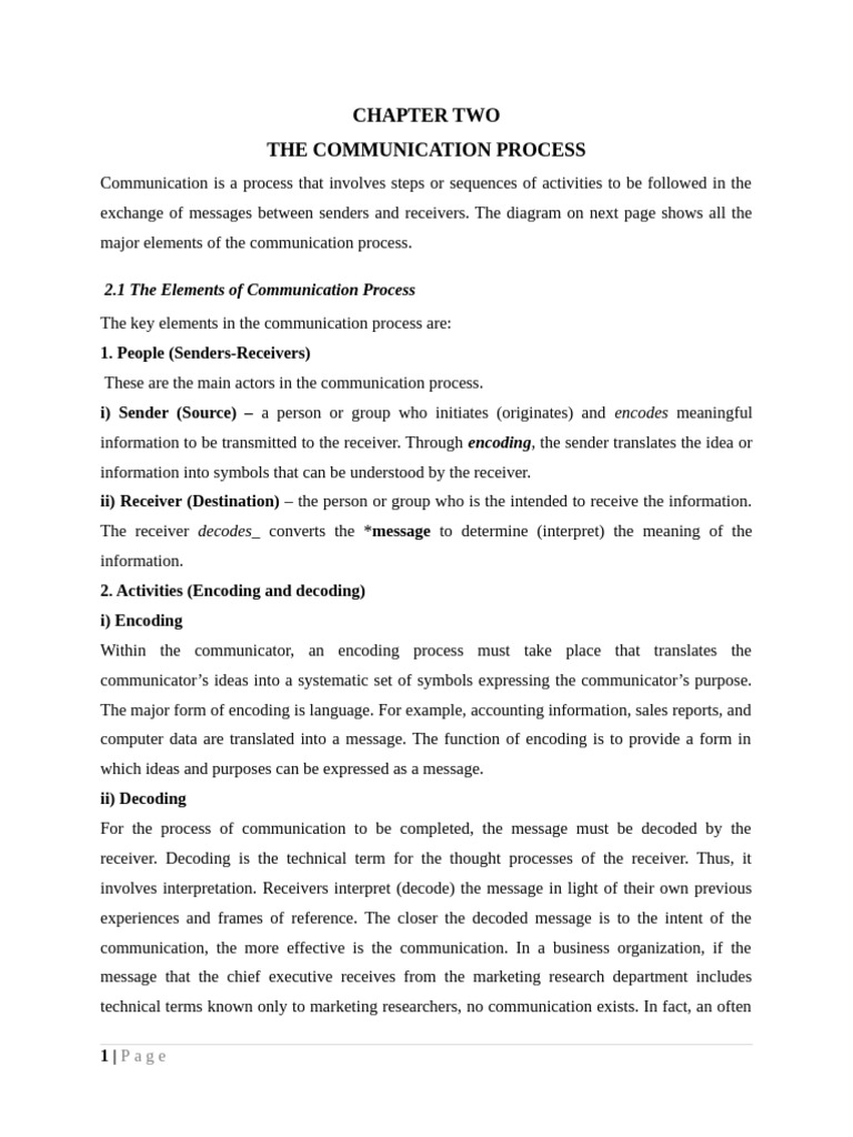 Chapter 2 ELEMENTS OF THE COMMUNICATION PROCESS | PDF | Communication ...