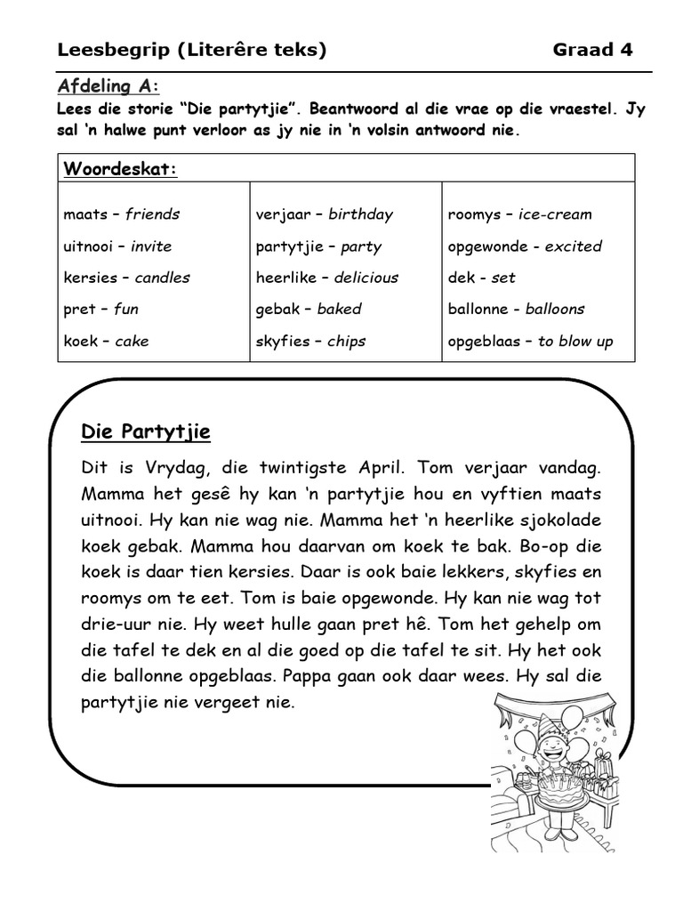 Leesbegrip, Opsomming, Taal, Visuele Teks Control Test | PDF
