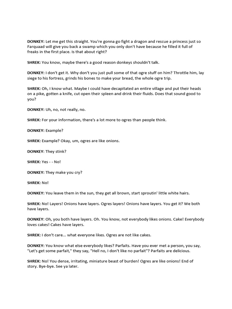 Shrek - Ogers Have Layers | PDF