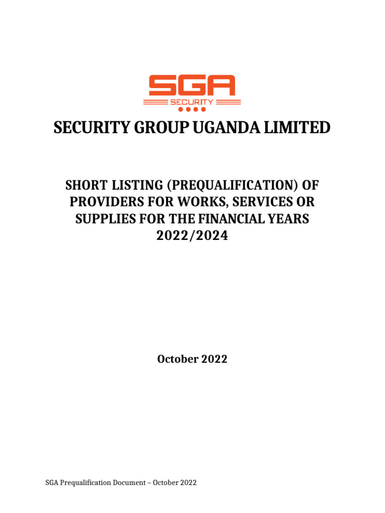 Prequalification Document For Sga Security | PDF | Bankruptcy | Joint Venture