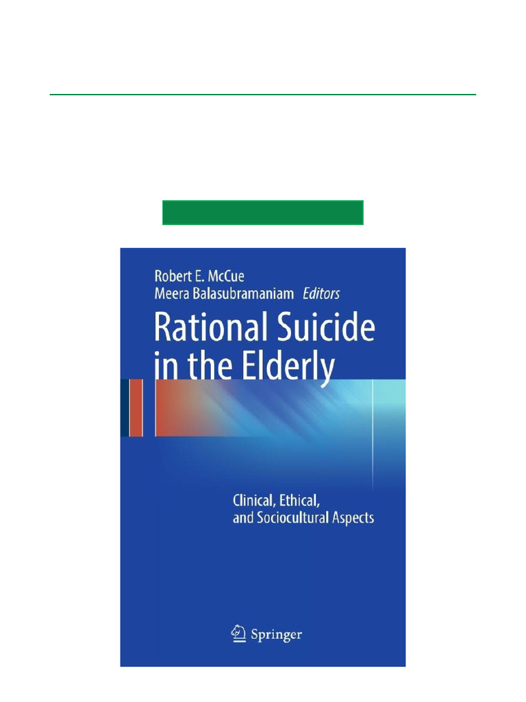 Rational Suicide in The Elderly Clinical, Ethical, and Sociocultural Aspects Optimized PDF ...