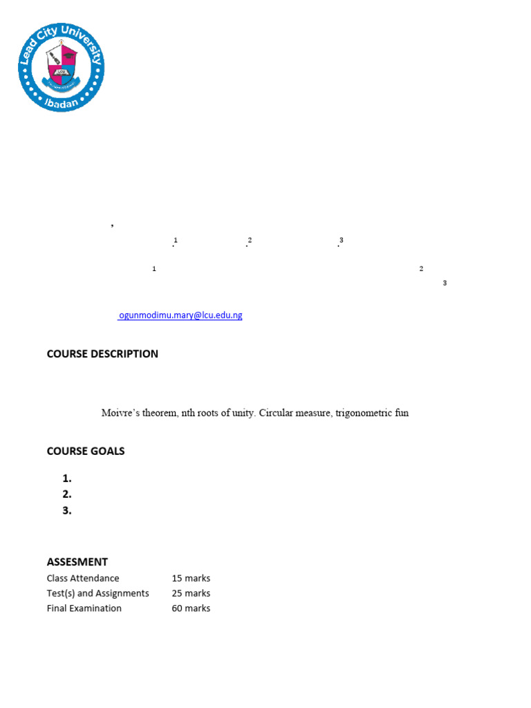 MTH101 Courseware 2023-2024 | PDF | Numbers | Mathematics