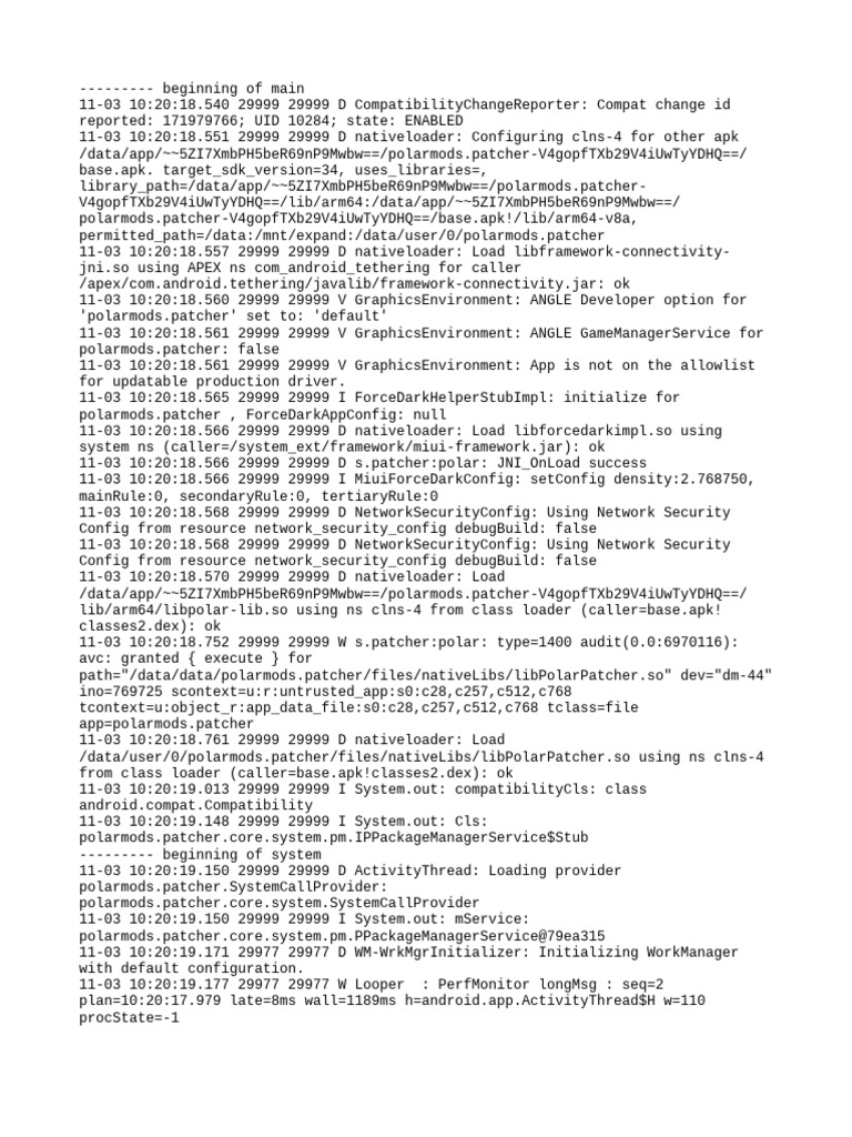 Polarmods - Patcher Logcat | PDF | Android (Operating System) | Software