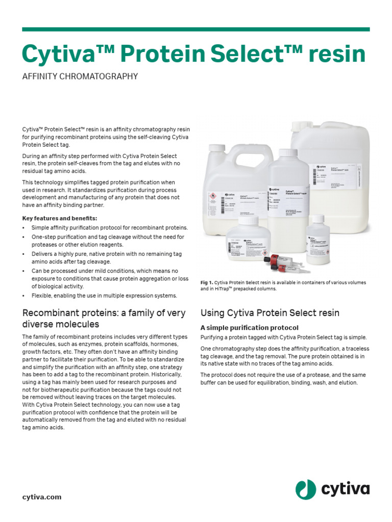 Cytiva Protein Select Resin Data File | PDF | Protein Purification ...