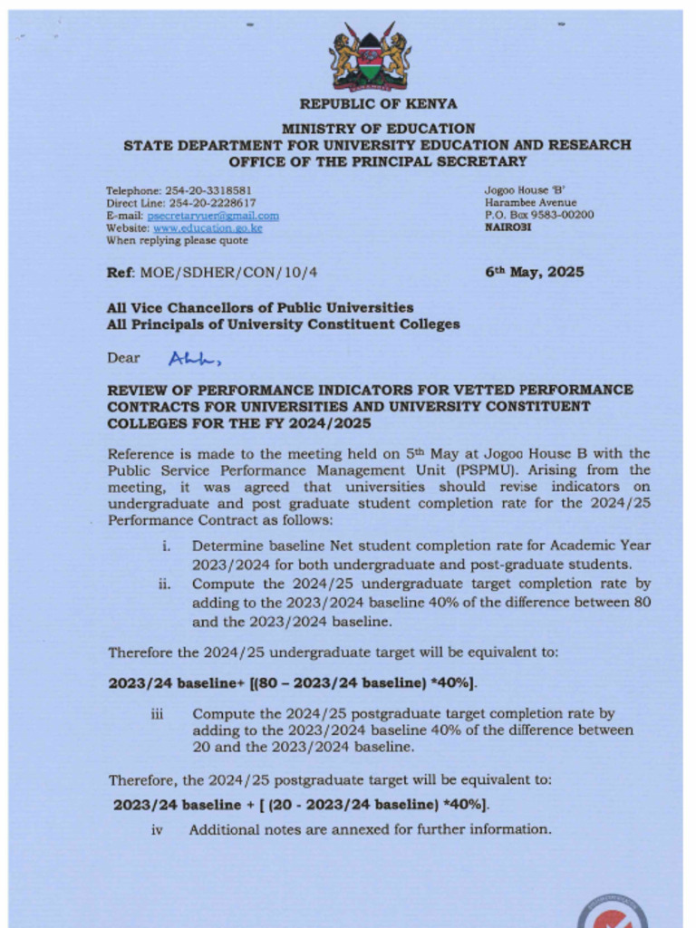 REVIEW OF PERFORMANCE INDICATORS FOR VETTED PERFORMANCE CONTRACTS FOR ...