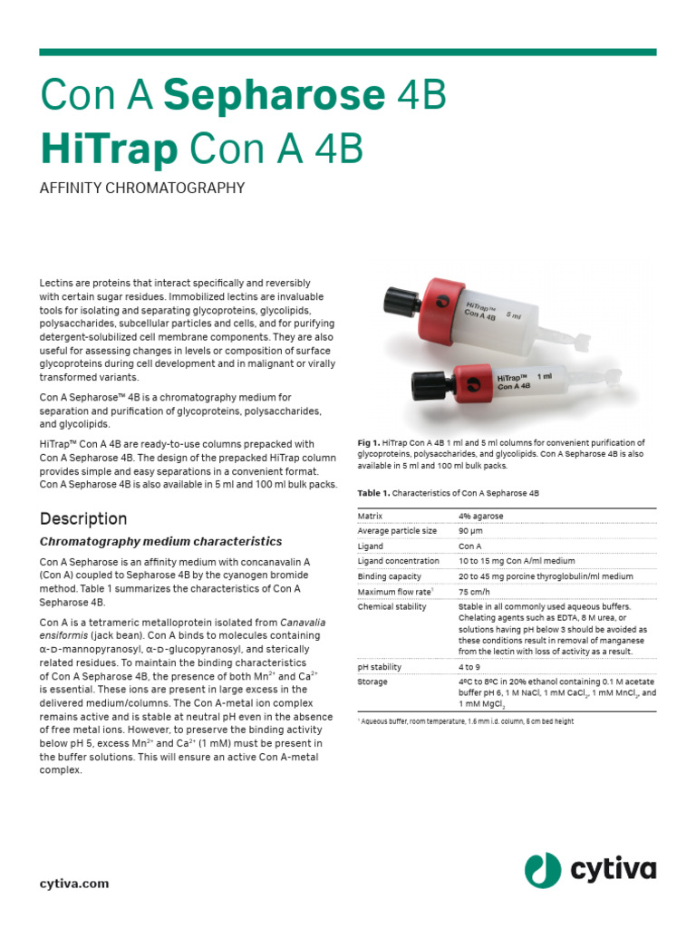 Sepharose 4B HiTrap Con A - Polisacaridos - 14393 - 10061 | PDF ...
