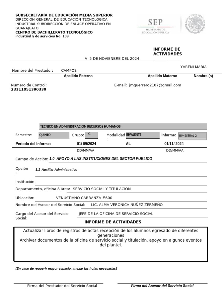 Informe Bimestral | PDF