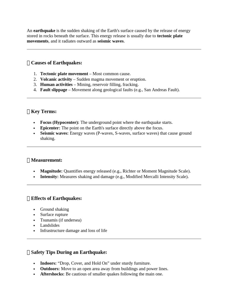 An Earthquake Is The Sudden Shaking of The Earth | PDF