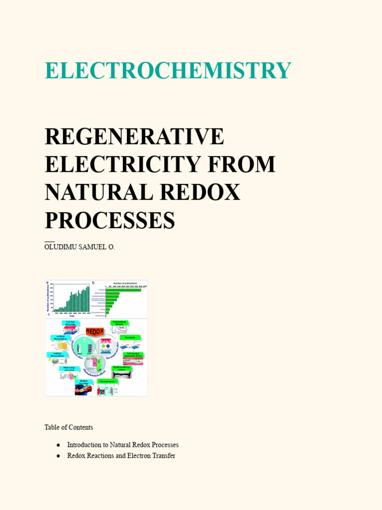 Regenerative Electricity From Natural Redox Processes | PDF | Redox ...