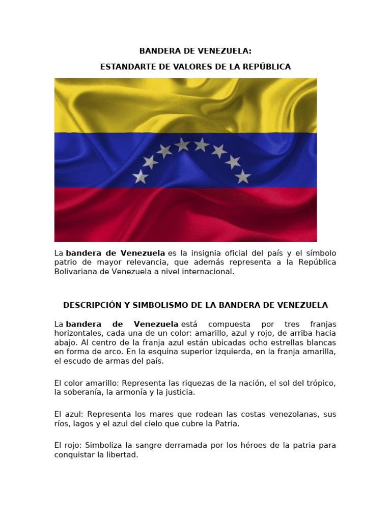 Significado y simbolismo de la bandera de Venezuela | PDF | Venezuela ...