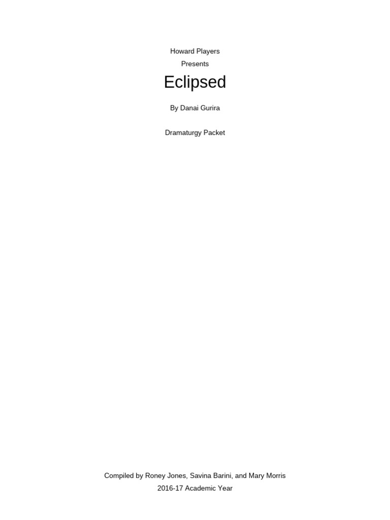 Eclipsed Dramaturgy Packet | PDF | Liberia