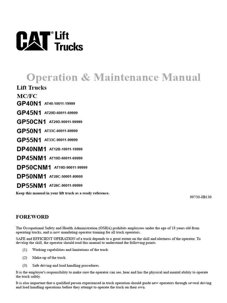 OMM - MCF Global Parts | PDF | Forklift