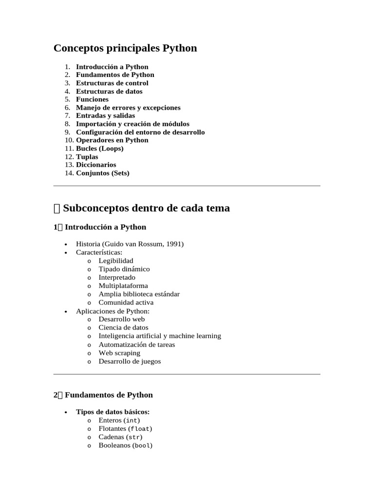 Conceptos Principales Python | PDF | Python (lenguaje de programación) | Ciencias de la Computación